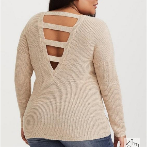 torrid | Sweaters | Torrid Ivory Ladder Cut Out Knit Sweater Plus Size ...